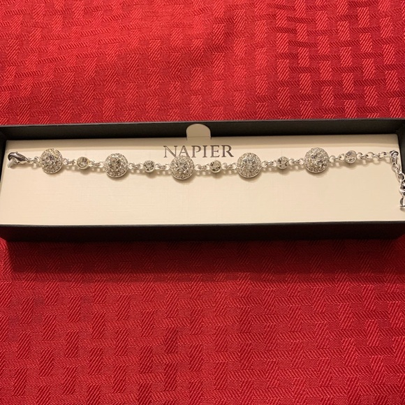 Napier | Jewelry | New Napier Boxed Silvertone Crystal Bracelet | Poshmark
